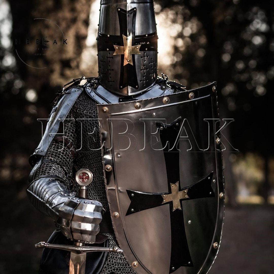 Medieval Crusader Knight Full Armor Suit: Steel Templar Cosplay With ...