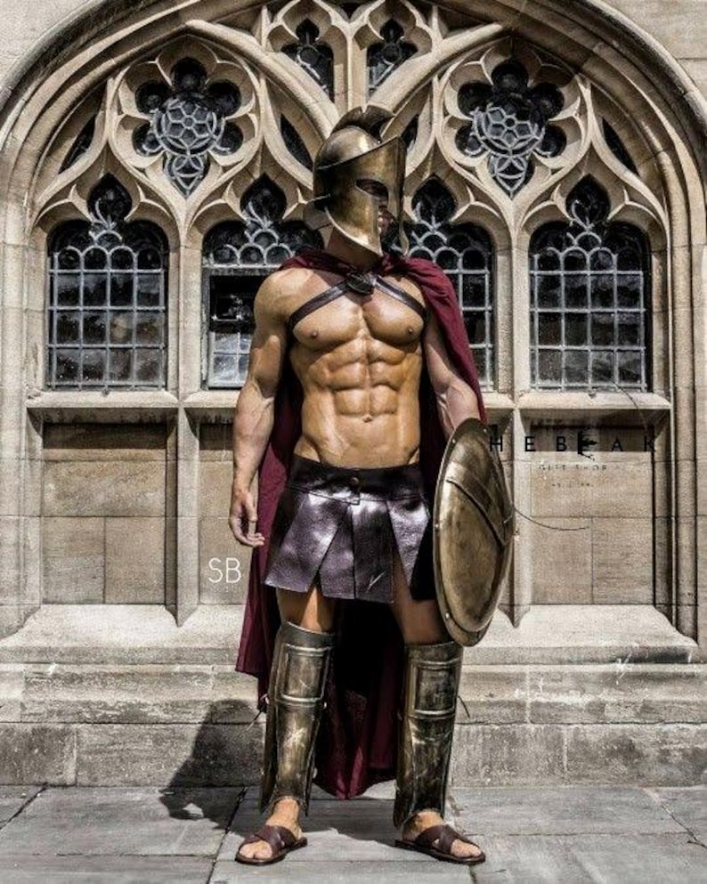 Spartan Warrior Costume: Steel Armor, Shield, Red Cape Roleplay - Etsy