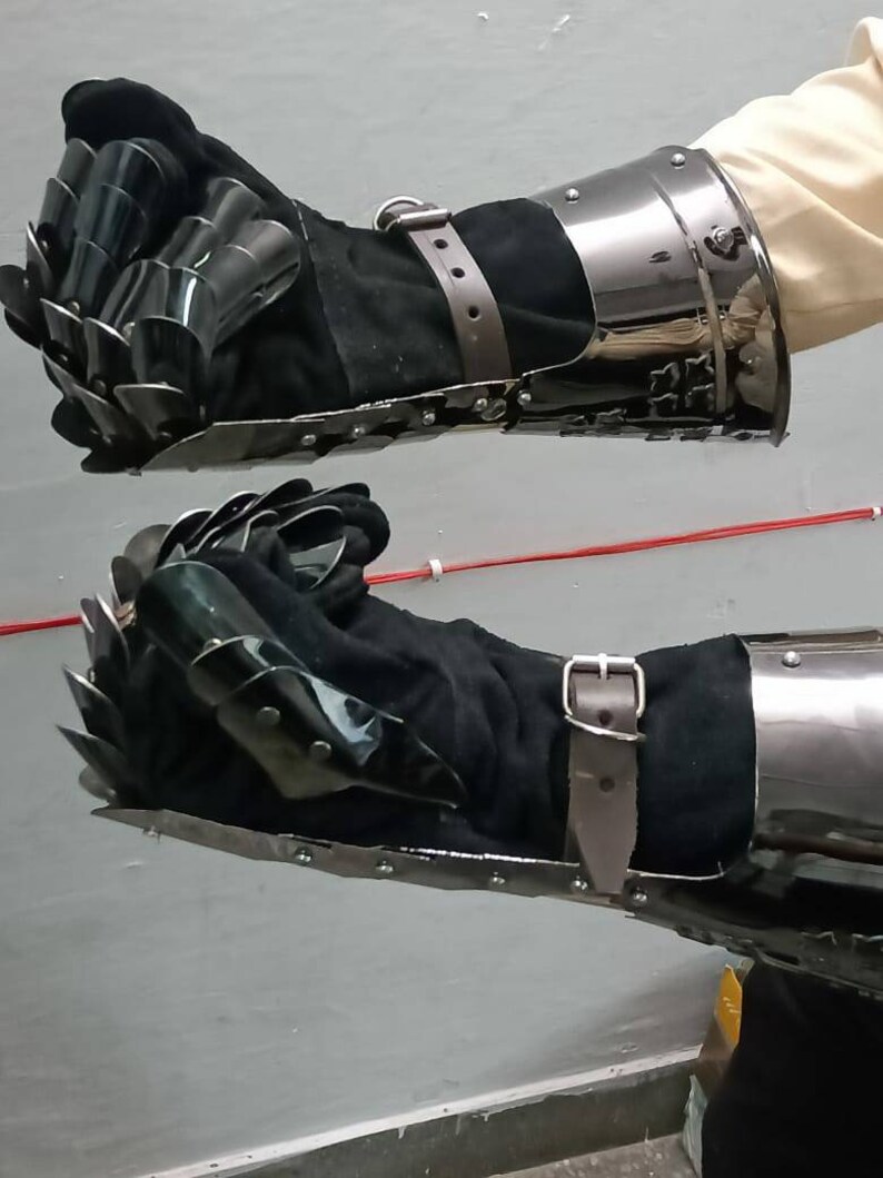 Steel Armour Knight Crusader Arm Gloves With Leather Liner - Etsy