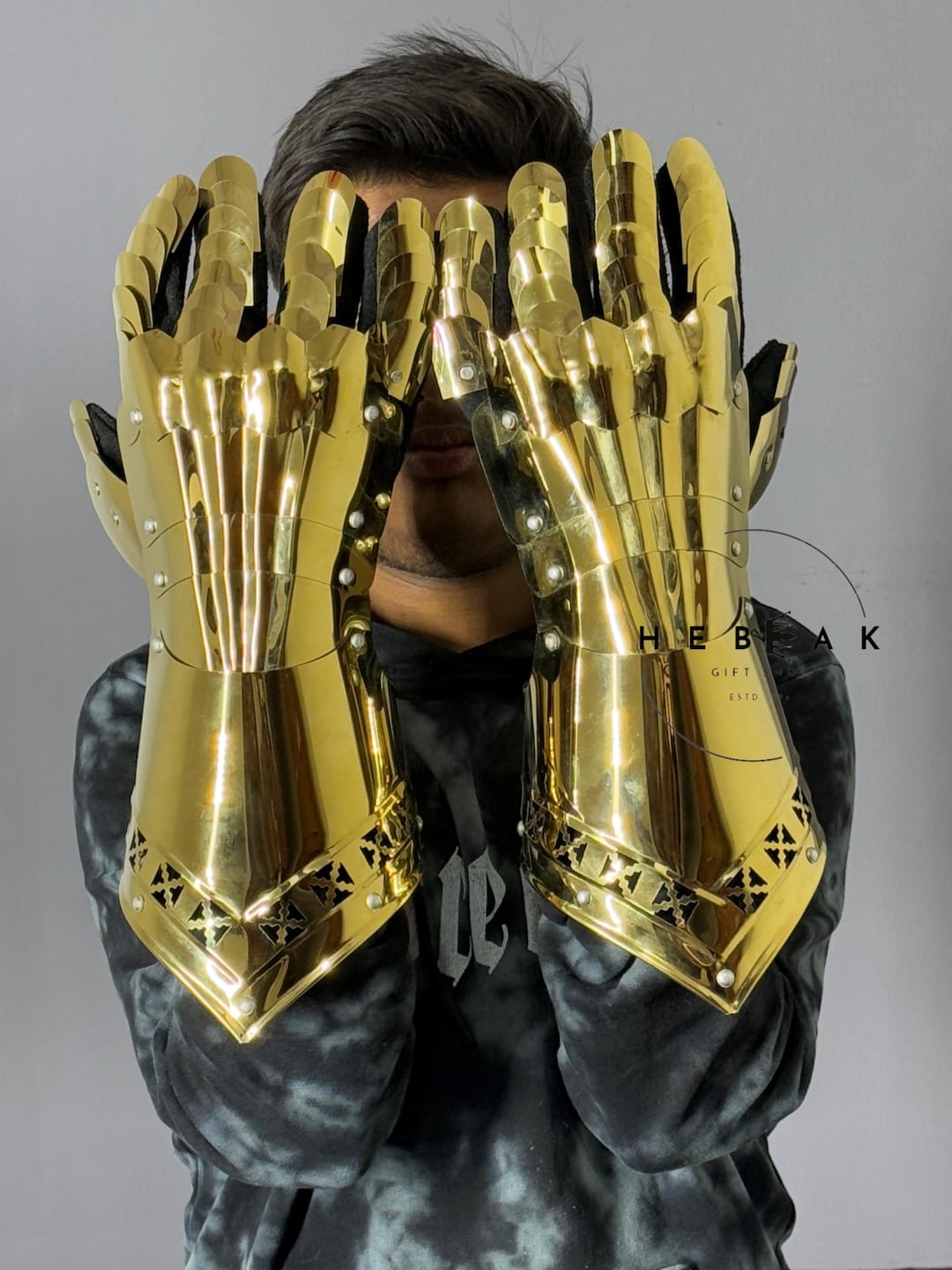 Gold Stainless Steel Medieval Gauntlets: Crusader Knight Armour Gloves ...