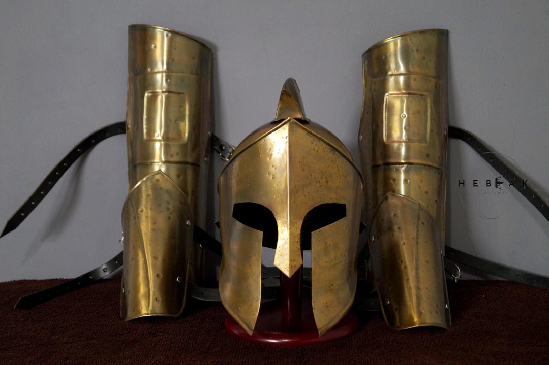 Halloween Medieval 300 Spartan Costume Spartan Helmet,leg Greaves & Arm ...