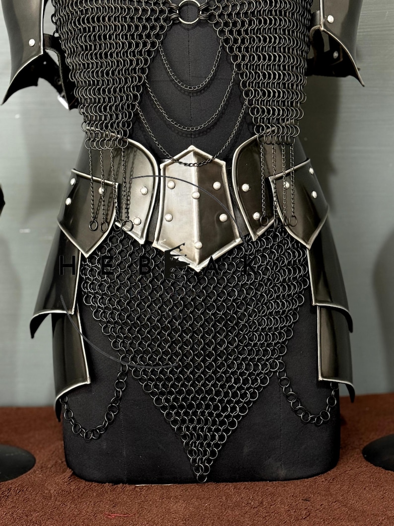 Lady Knight Steel Armor Set: Blackened Steel, Chainmail, Cosplay Larp ...