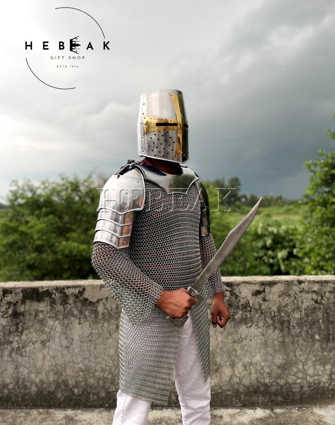 Templar Crusader Knight Armor Set/templar Helmet & Chainmail With ...
