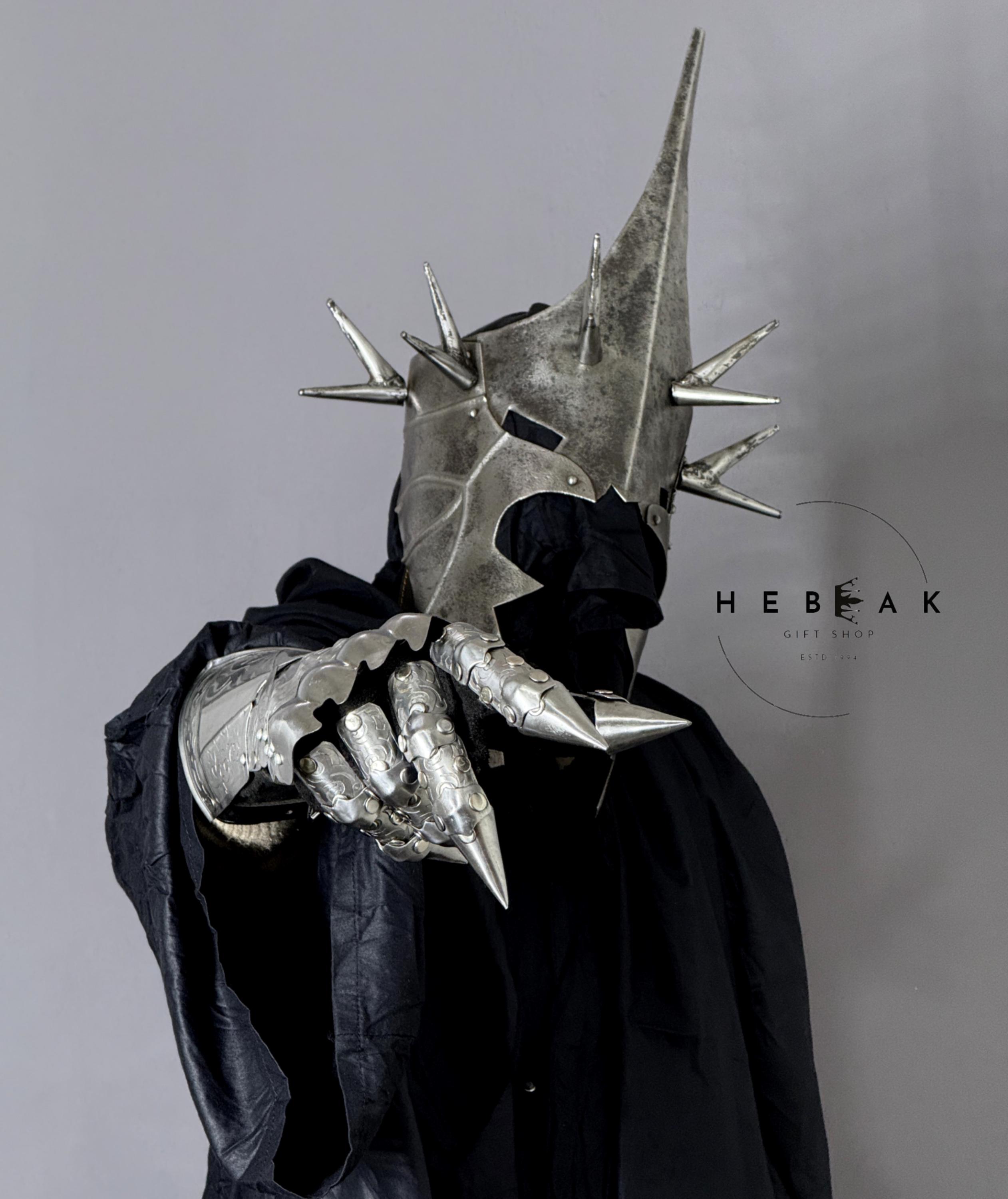 Nazgul Witch King Costume: Steel Helmet, Gauntlets, Cloak & Armor Shoes ...