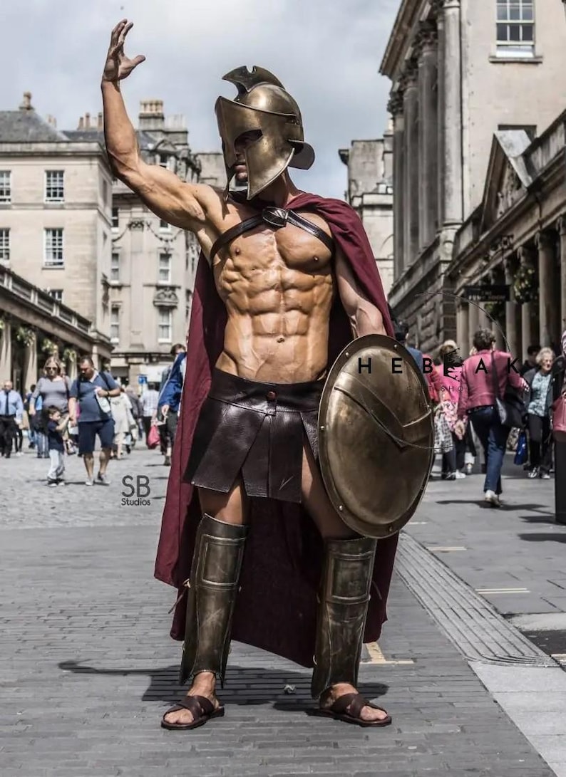 Spartan Warrior Costume: Steel Armor, Shield, Red Cape Roleplay - Etsy