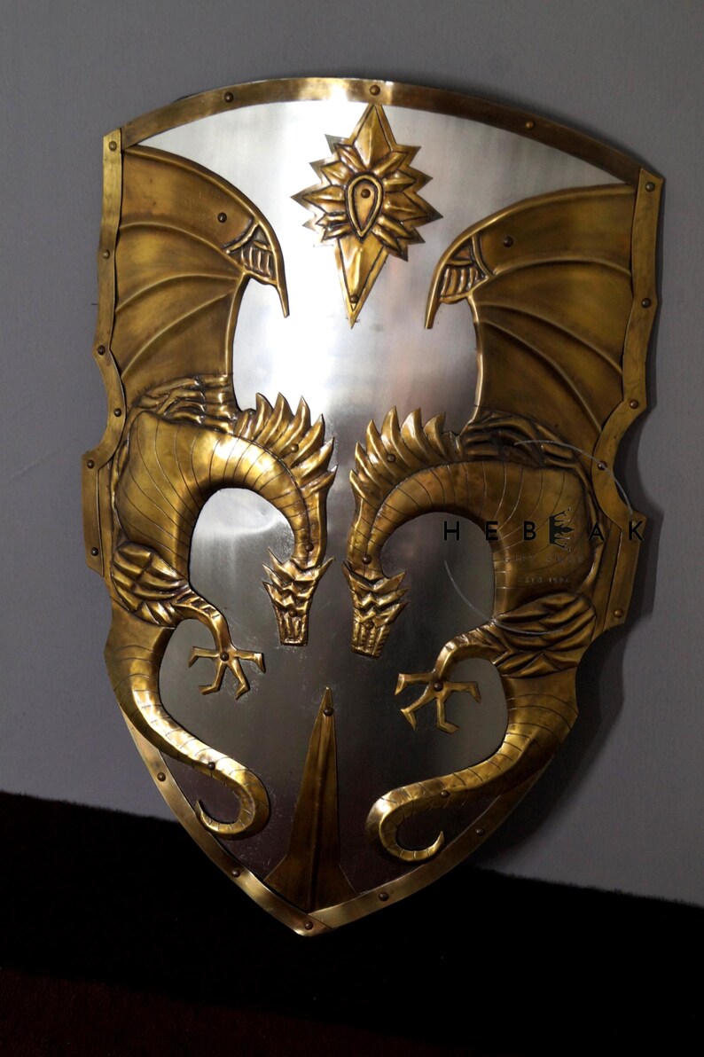 Medieval Dragon Shield: Battle-worn Steel Armor, Cosplay Wall Decor - Etsy