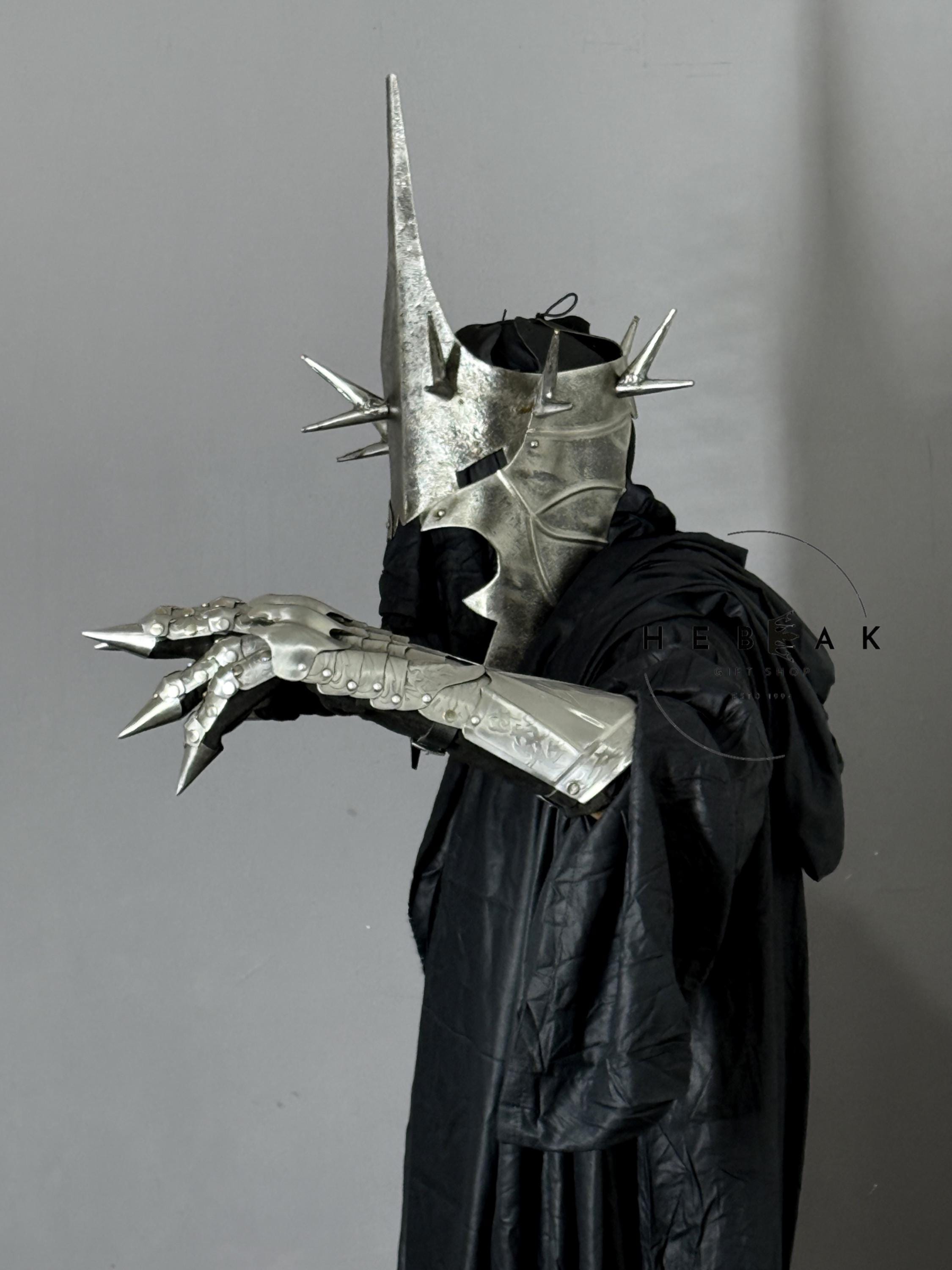 Nazgul Witch King Costume: Steel Helmet, Gauntlets, Cloak & Armor Shoes ...
