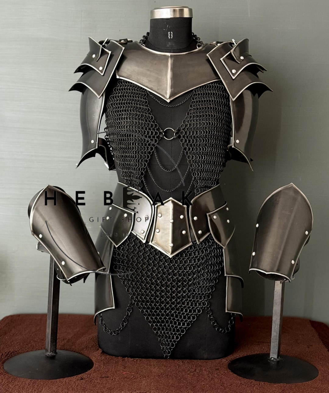 Lady Knight Steel Armor Set: Blackened Steel, Chainmail, Cosplay Larp ...