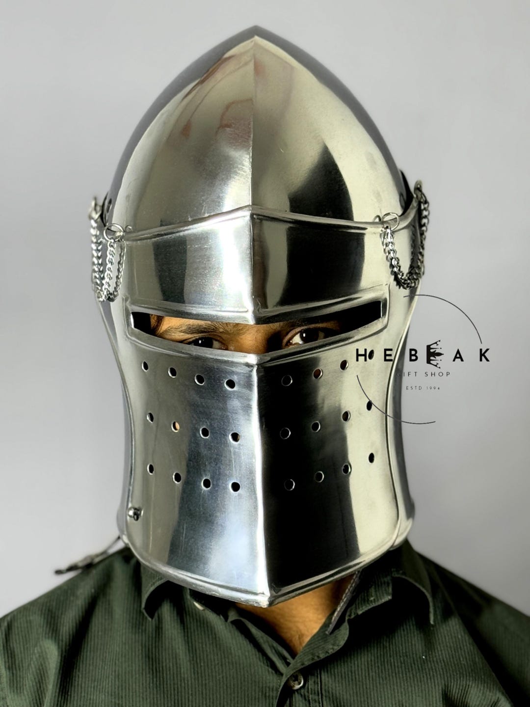Bascinet Visored Barbuta Steel Helmet | Medieval Collectible Knight ...