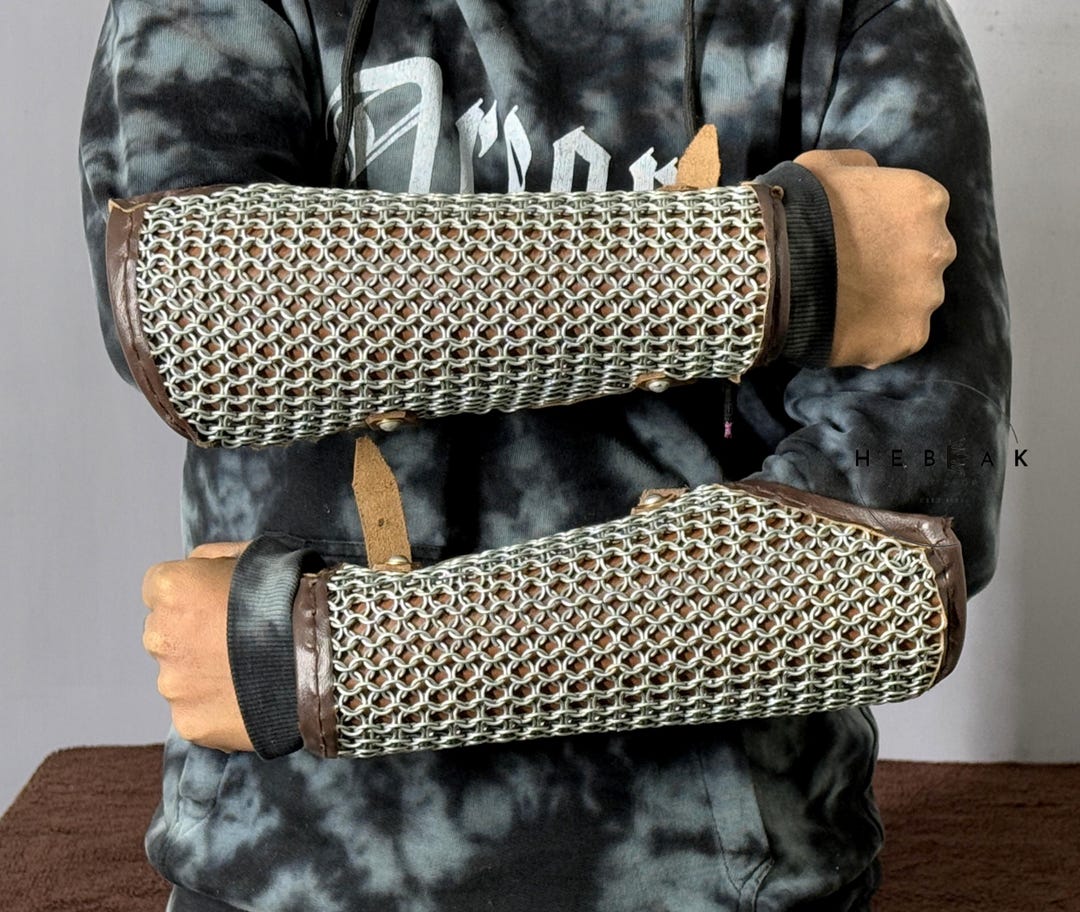 Viking Chainmail Arm Bracers: Medieval Leather Armor, LARP Cosplay - Etsy