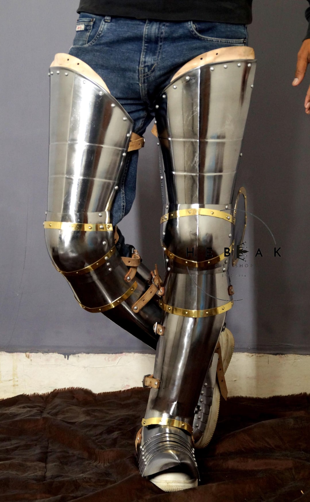 Steel Plated Gothic Leg Armor Set Steampunk Medieval Leg Guards for ...