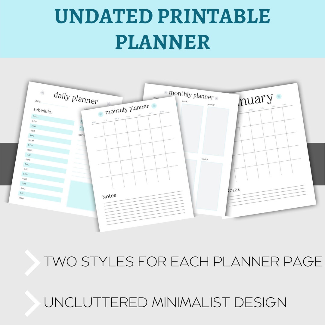 Undated Planner Printable - Undated Weekly Planner - Undated Daily ...