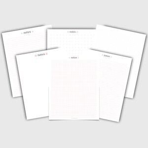 Printable Note Page Bundle / Lined Note Paper / Minimalist Printable ...