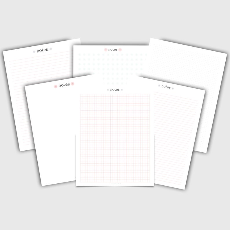 Printable Note Page Bundle / Lined Note Paper / Minimalist Printable ...
