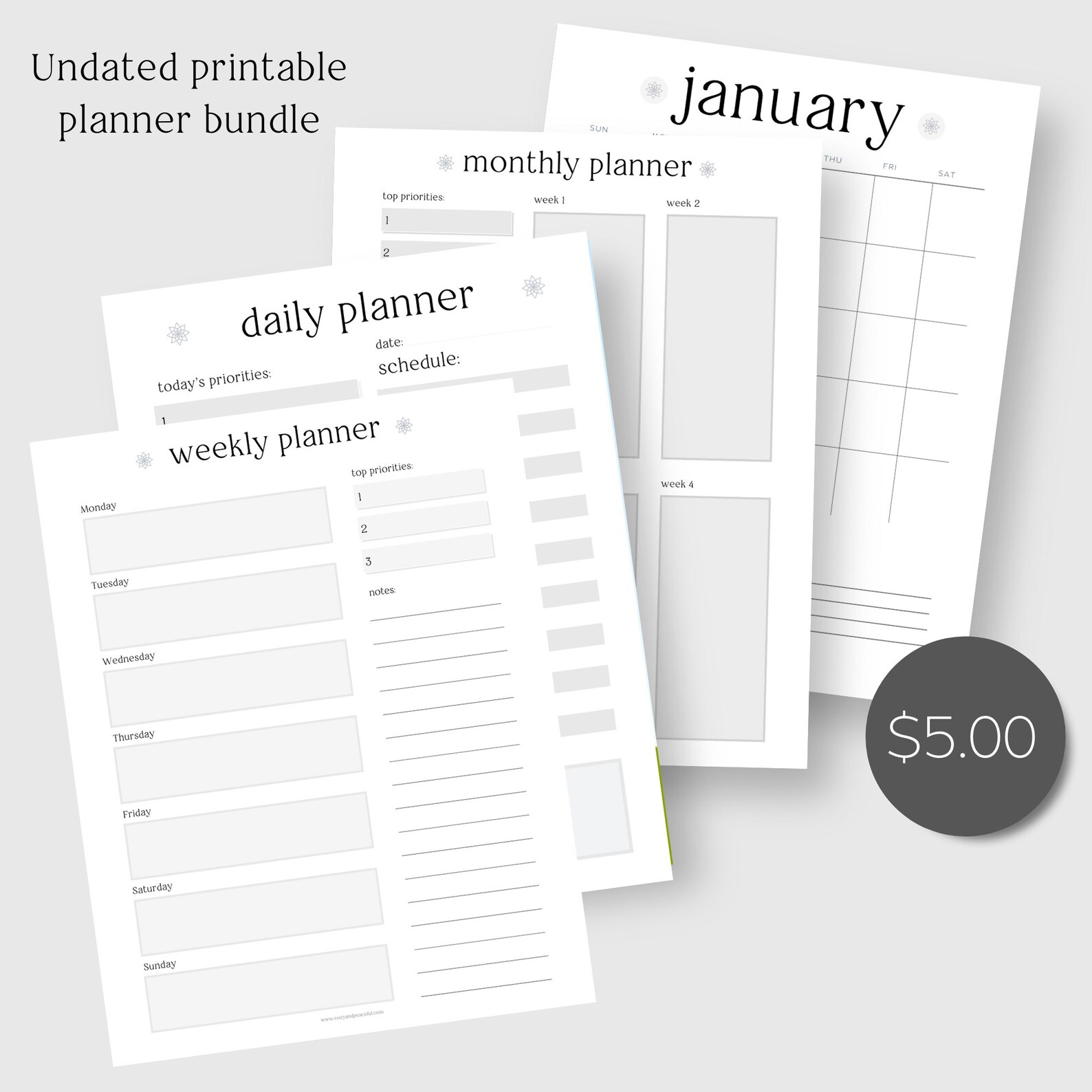 Undated Planner Printable - Undated Weekly Planner - Undated Daily ...