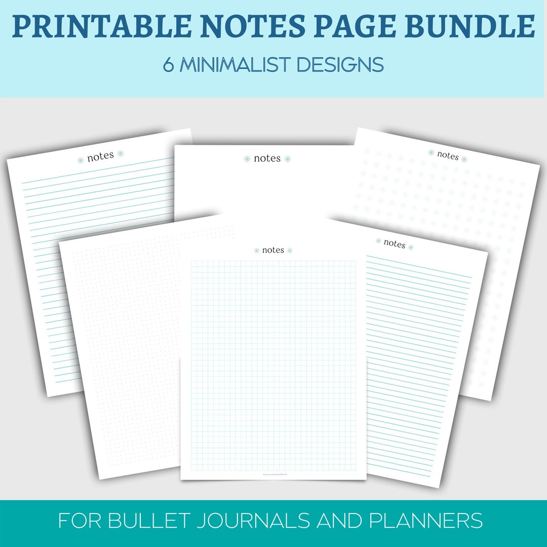 Printable Note Page Bundle / Lined Note Paper / Minimalist Printable ...