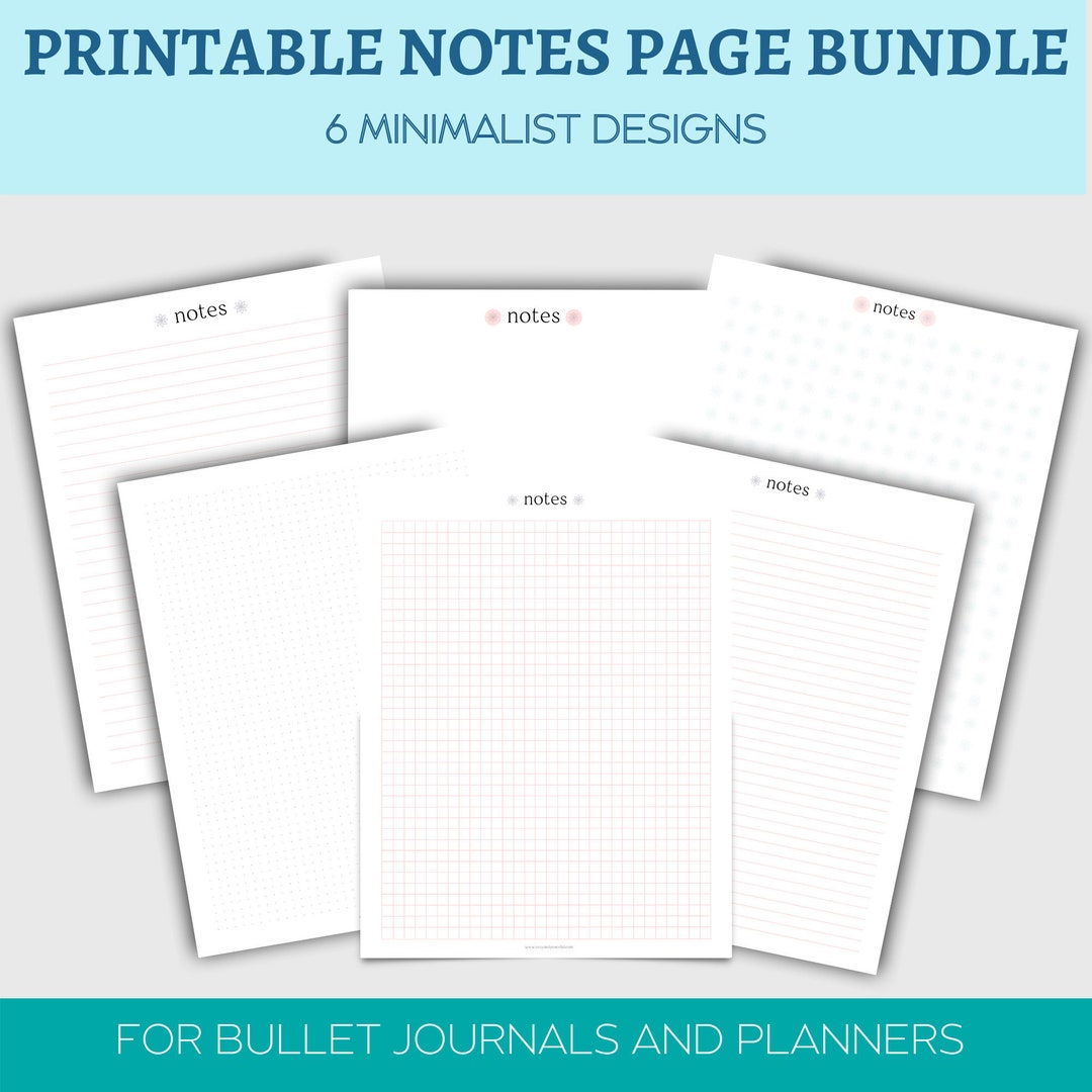 Printable Note Page Bundle / Lined Note Paper / Minimalist Printable ...
