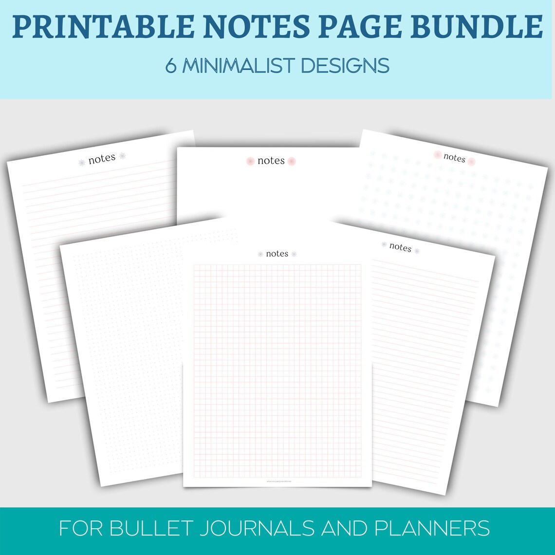 Printable Note Page Bundle / Lined Note Paper / Minimalist Printable ...