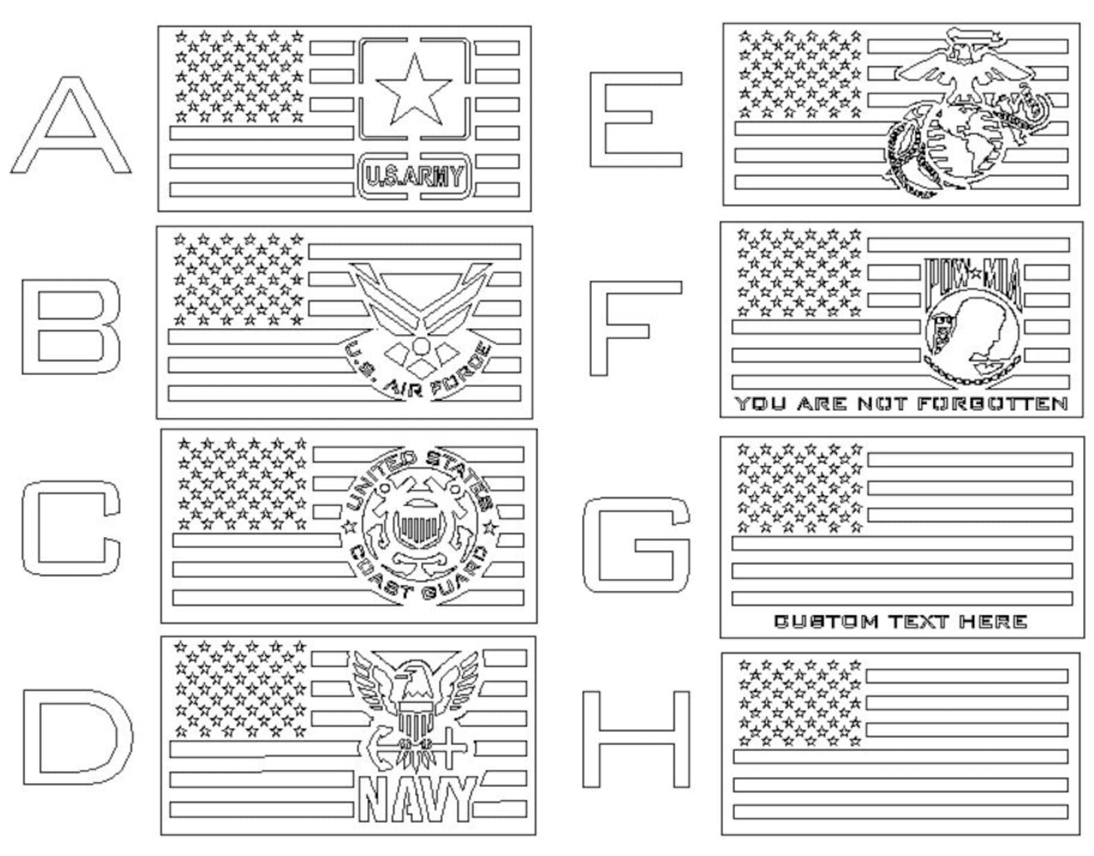 USA Flag ALL Military Branches Single Layer - Etsy