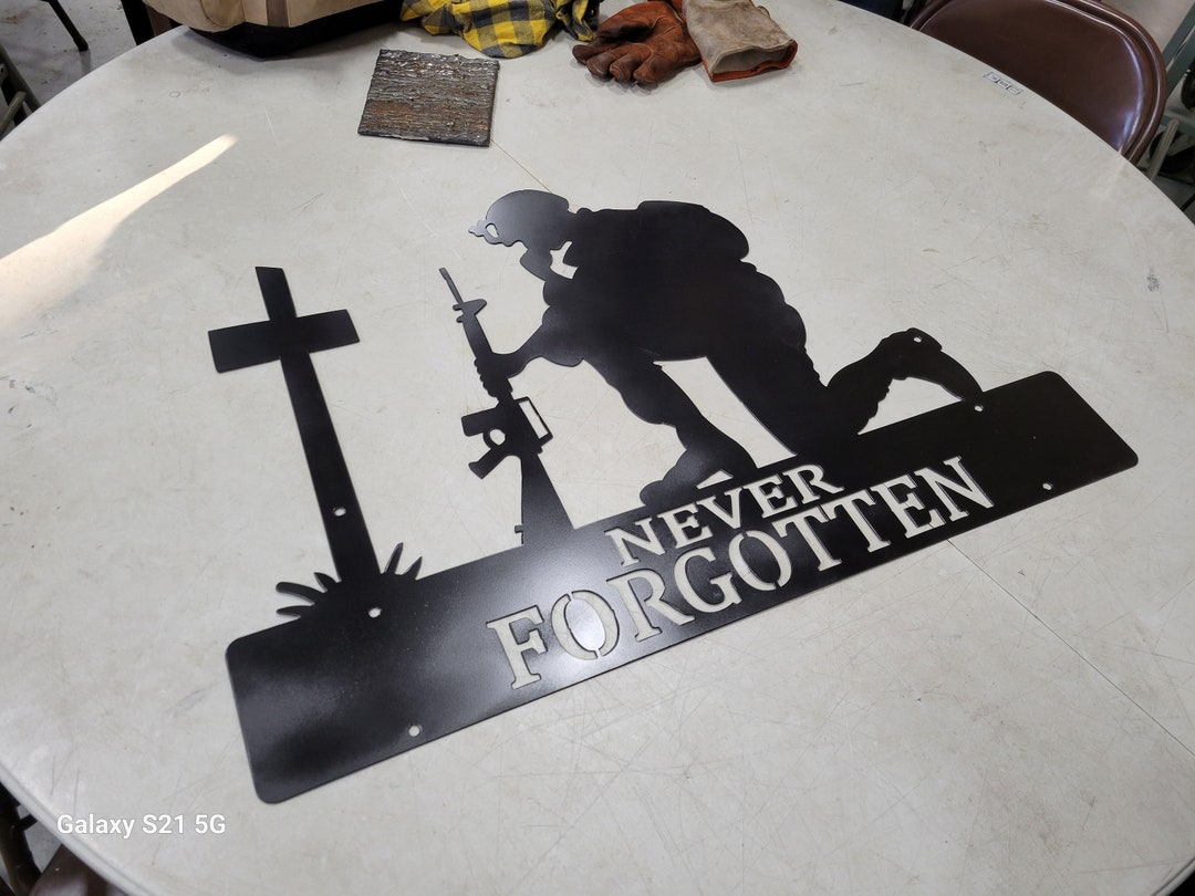 Fallen Soldier Metal Silhouette - Sheet Metal Navy Army Marine POW ...
