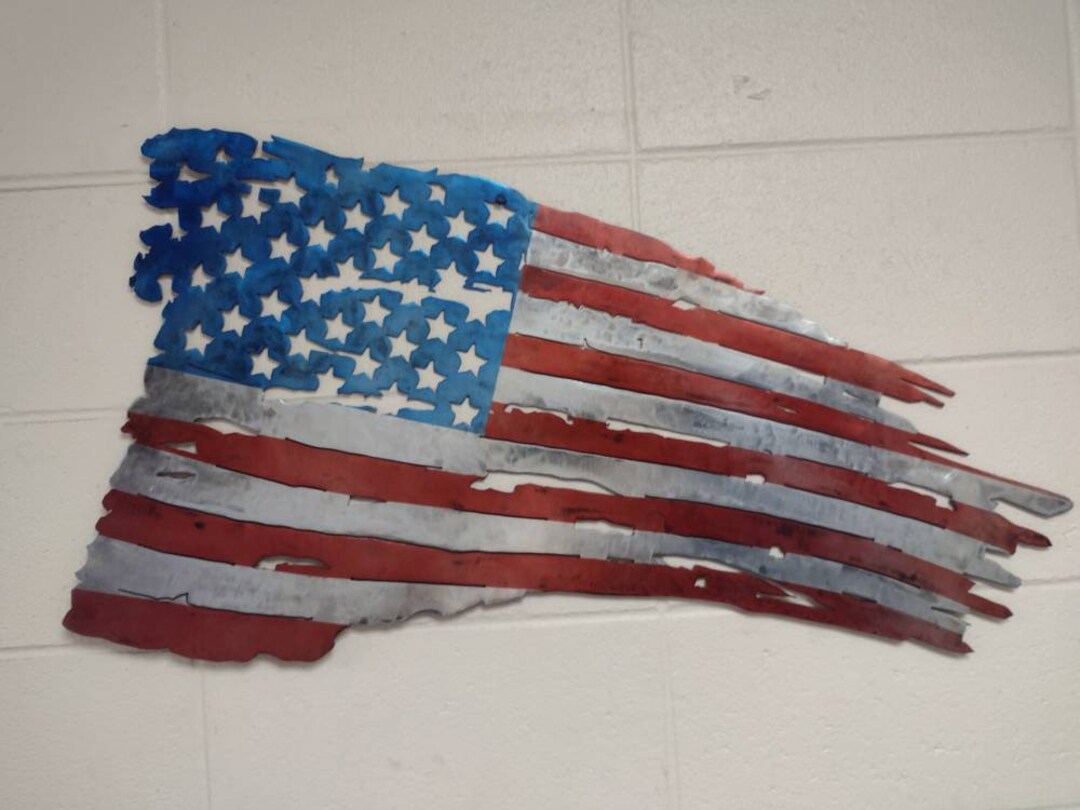American Flag Tattered Ripped - Sheet Metal - Etsy