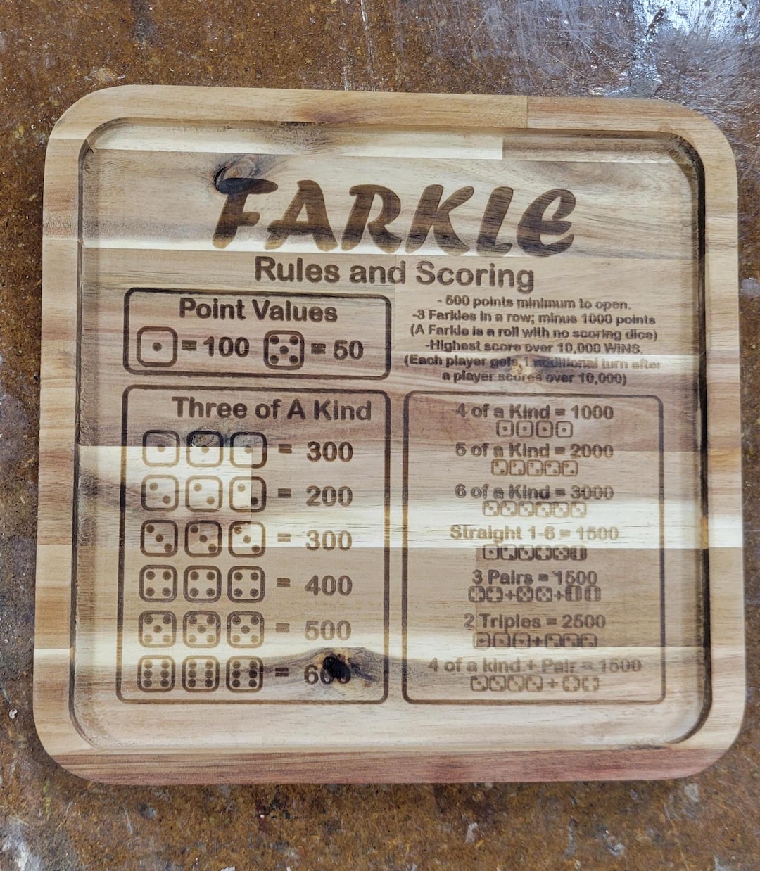 Farkle Game Board With Dice! Personalization Available - Etsy