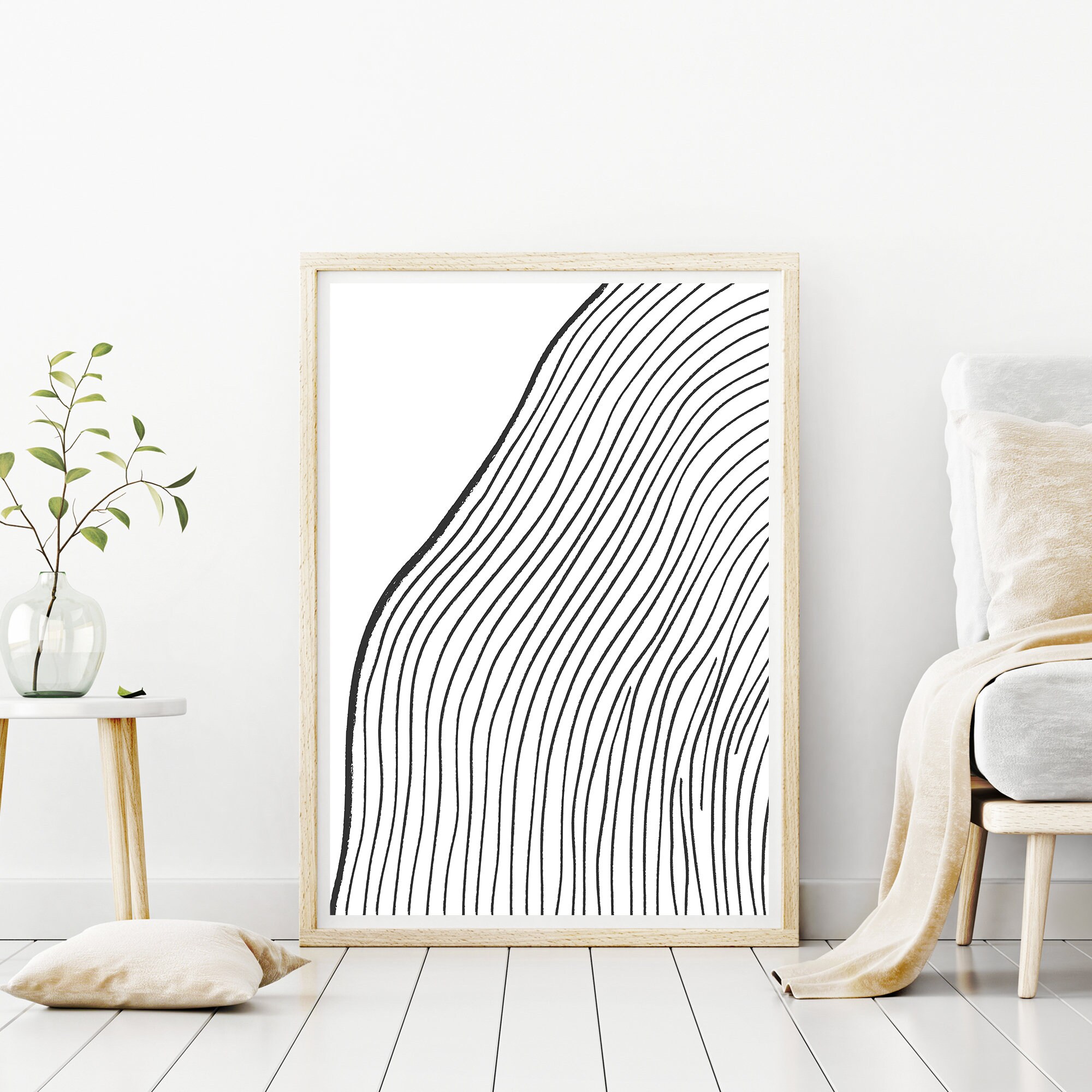 Tree Ring Print, Tree Stump Lines, Wood Grain Art Print, Woodland Art ...