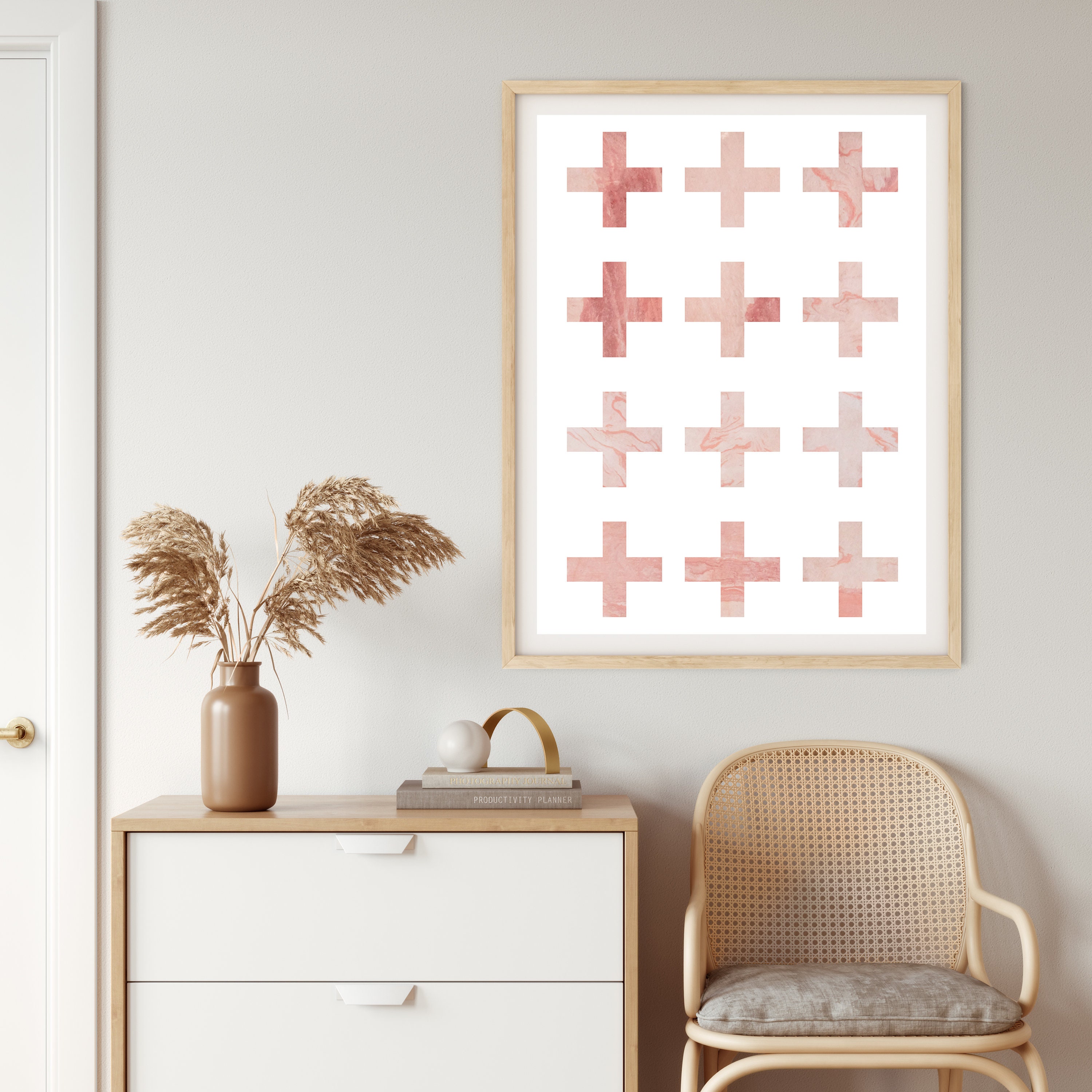 Pink Plus Sign Print, Pink Cross X Digital Download, Marble Texture ...