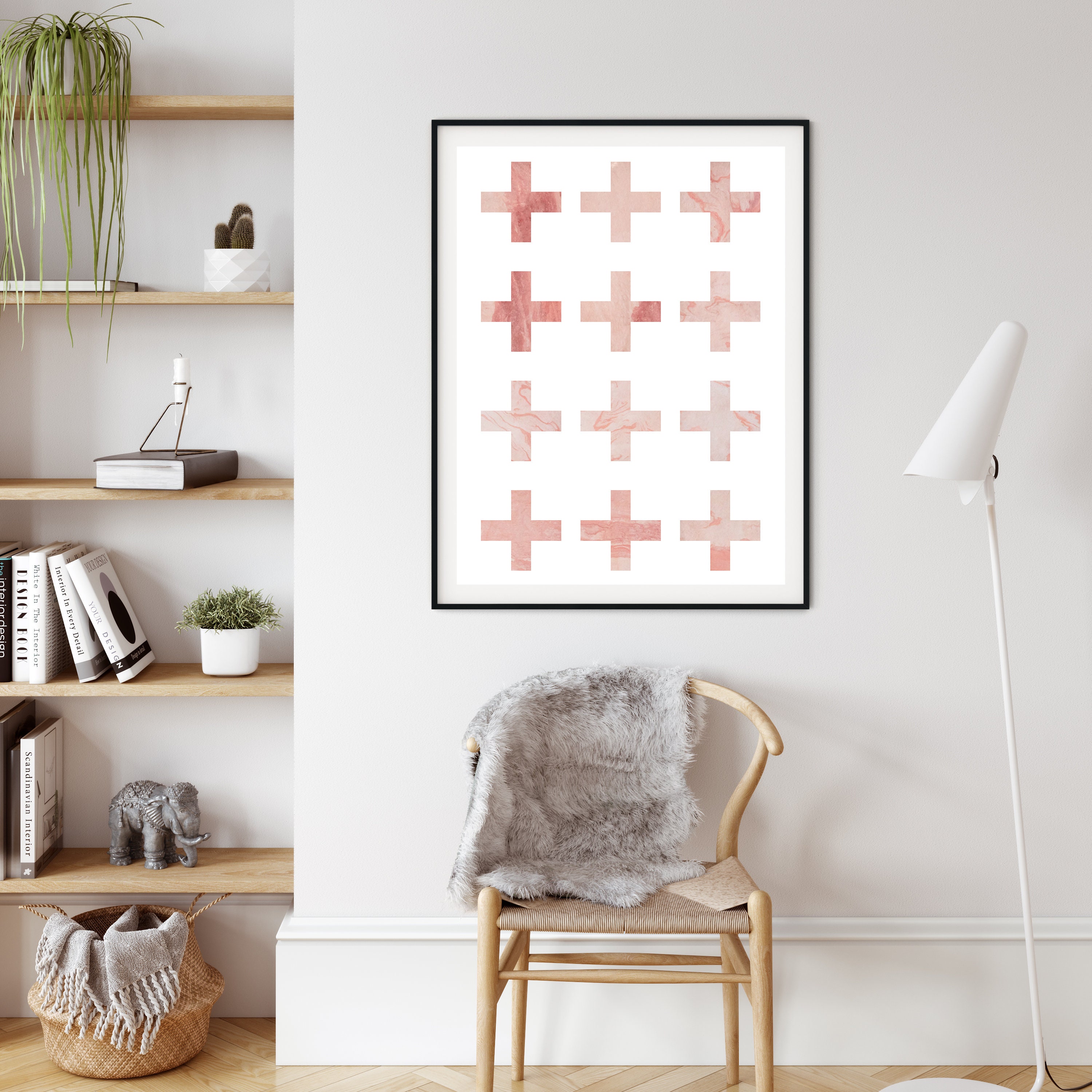 Pink Plus Sign Print, Pink Cross X Digital Download, Marble Texture ...