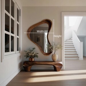 Modern Sculptural Wood Frame Mirror for Hallway Living Room or Entry ...