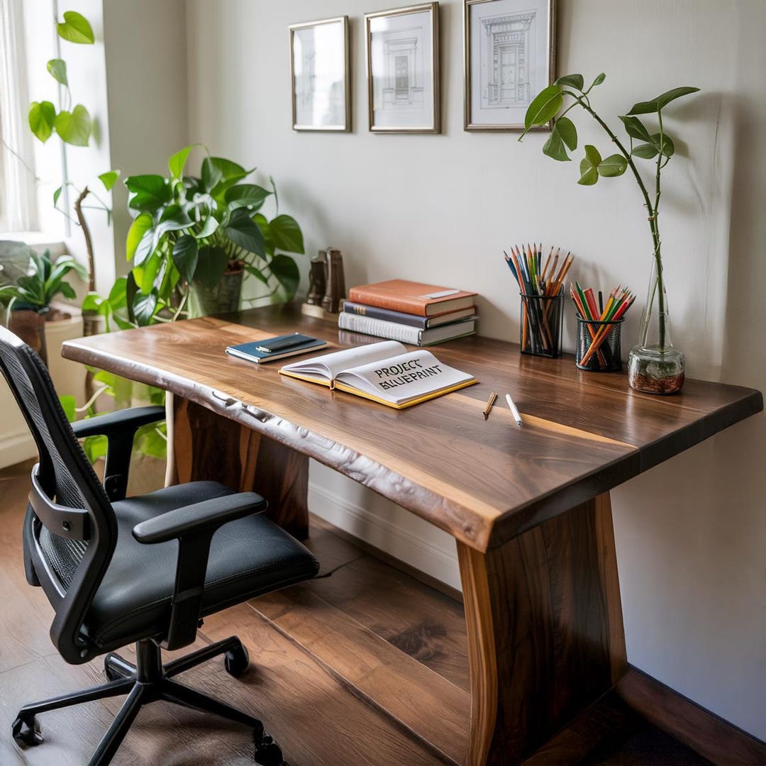 Rustic Live Edge Writing Desk for Cozy Office or Reading Corner - Etsy