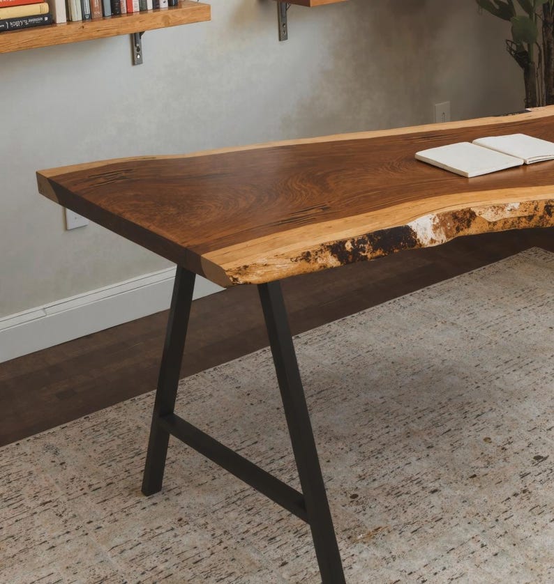 Modern Live Edge Desk for Home Office Workspace - Etsy