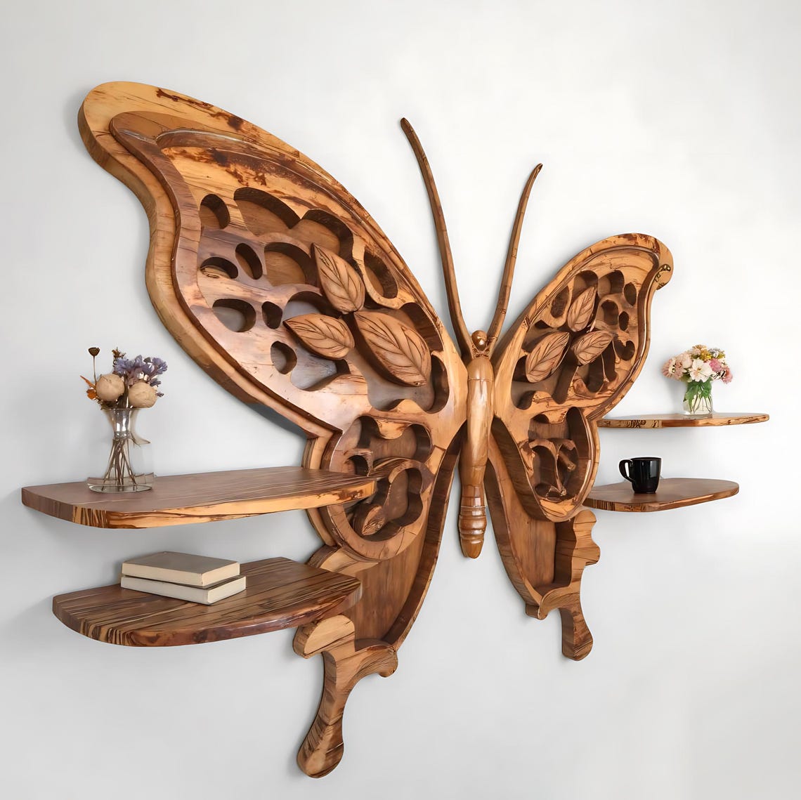 Butterfly Wall Shelf for Home Decor, Butterfly Shaped Floating Shelves ...