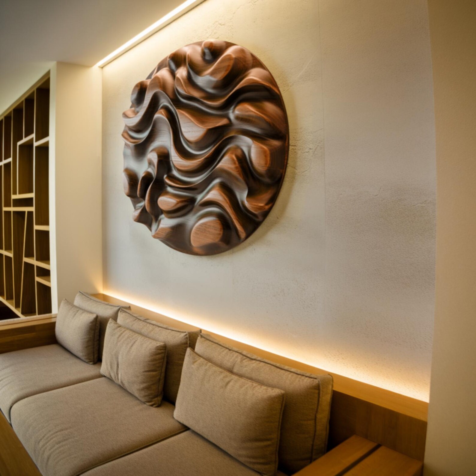 Handcrafted Wooden Wall Sculpture Art, Solid Wood Abstract Wall Decor ...