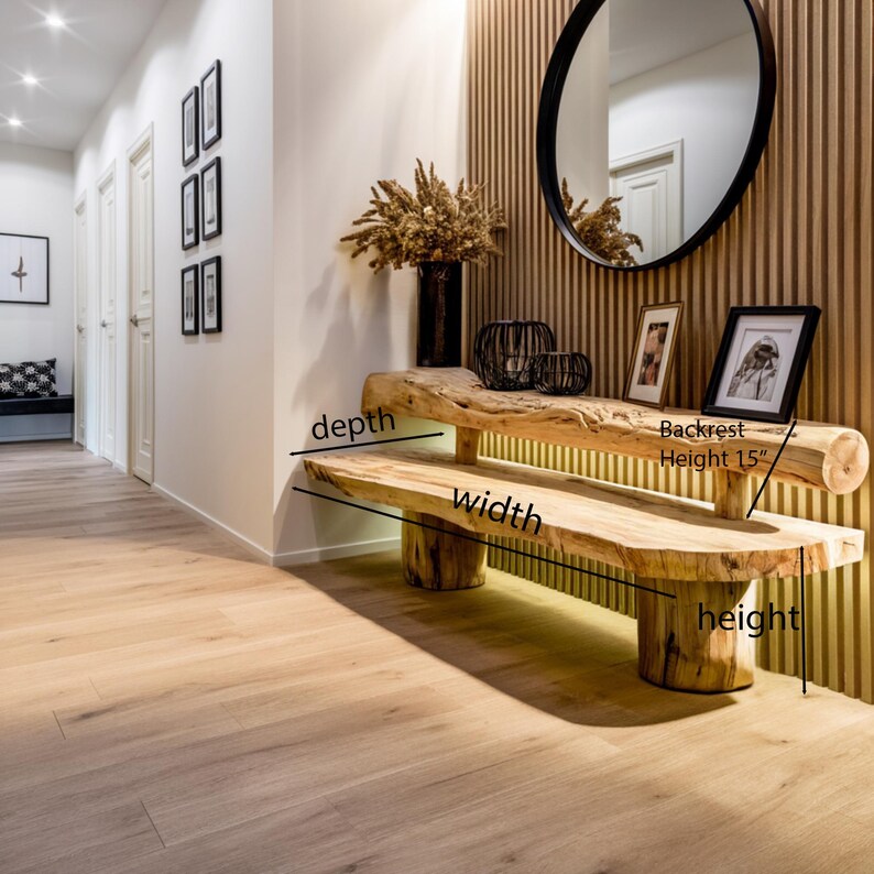 Handcrafted Solid Wood Bench - Natural Live Edge Seating for Home ...