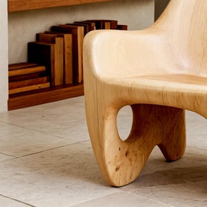 Sculptural Wooden Lounge Chair – A Blend of Art & Comfort, Unique ...