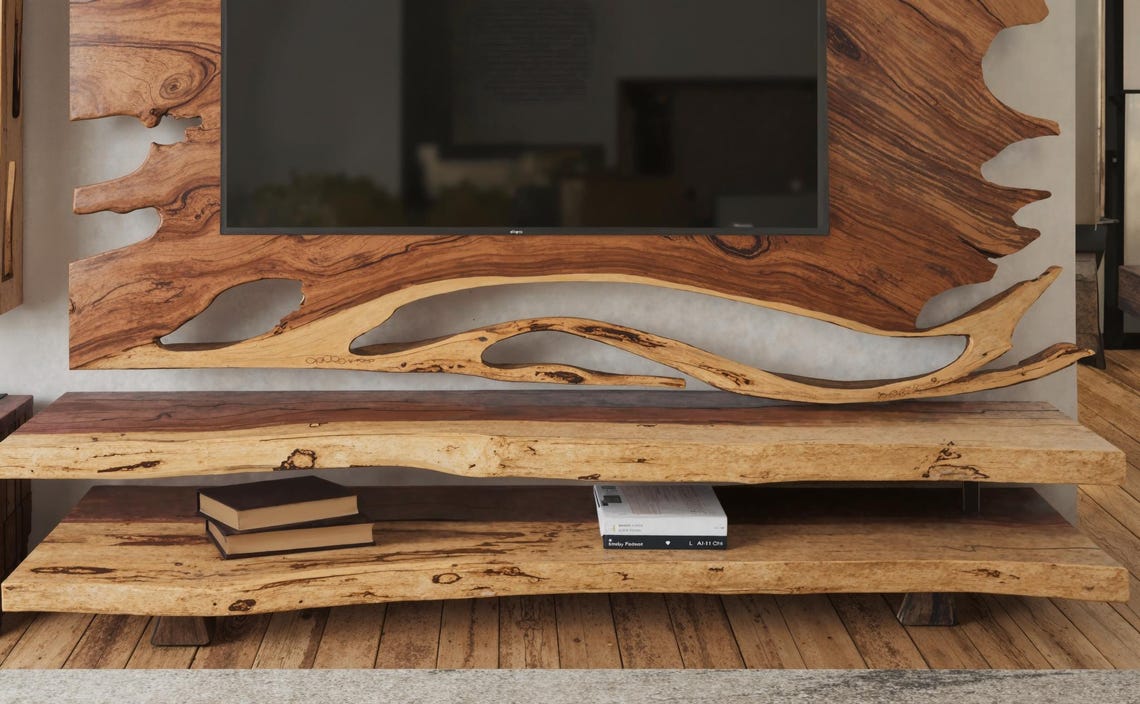 Multi-purpose Solid Wood TV Shelf for Living Room, Unique Solid Wood TV ...