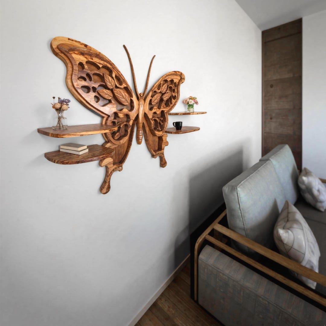 Butterfly Wall Shelf for Home Decor, Butterfly Shaped Floating Shelves ...