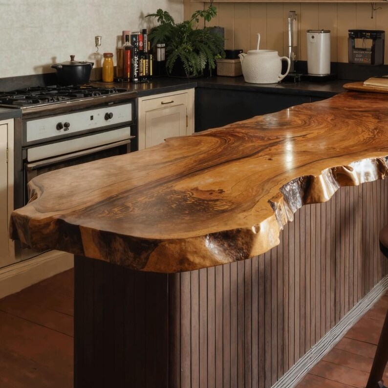 Rustic Live Edge Kitchen Island Countertop for Home Cooking and Social ...