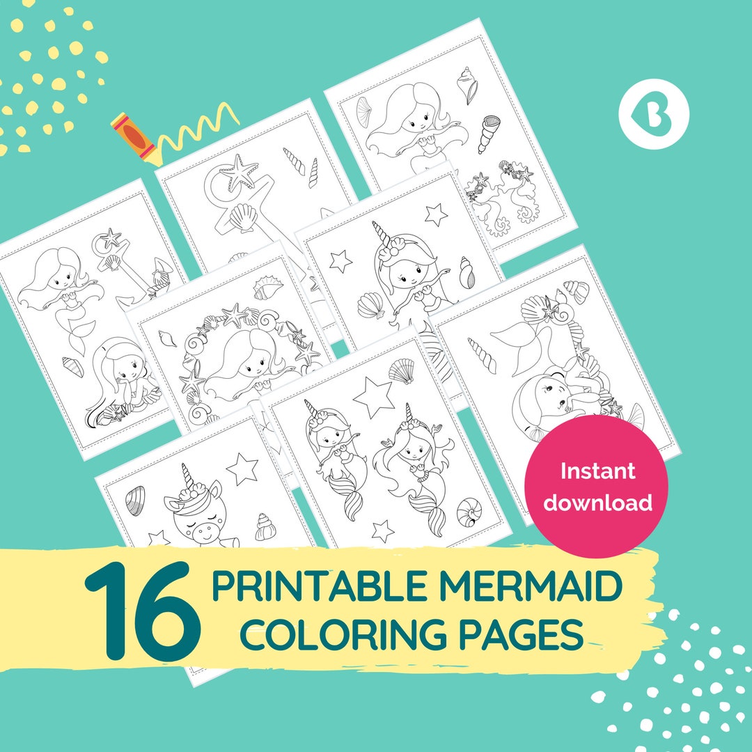 Mermaid Printable Coloring Pages, 16 Mermaid Coloring Pages for Little ...