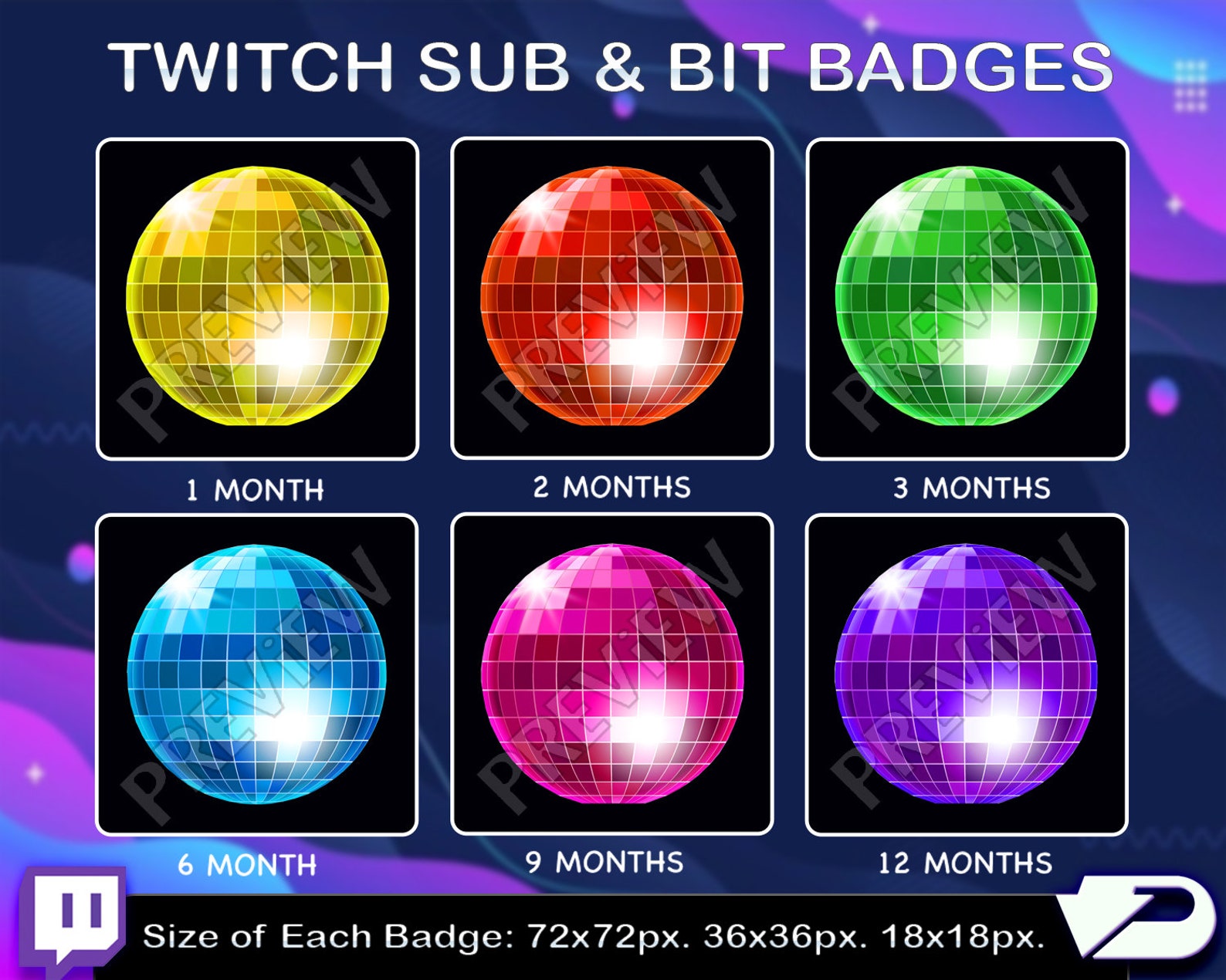 Twitch Kick Disco Ball Sub Badges Twitch Kick 80s - Etsy Hong Kong