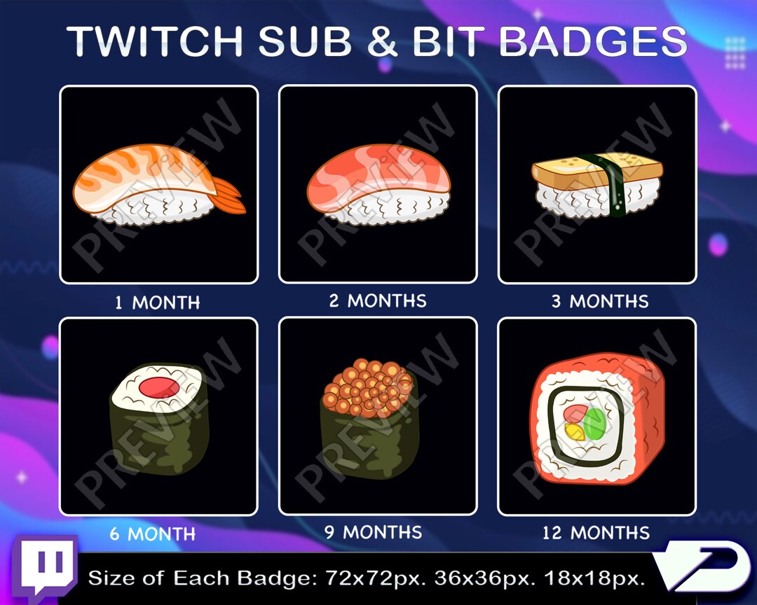 Twitch Kick Sushi Sub Badges Twitch Kick Sushi Subscribers - Etsy