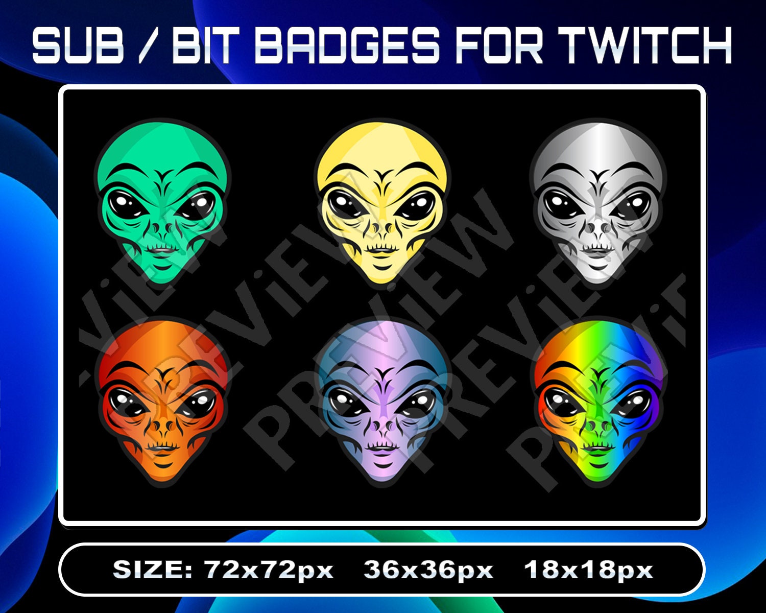 Twitch Alien Sub Insignias / Twitch Aliens UFO Suscriptores | Etsy