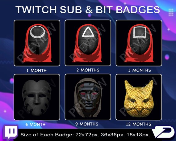 Squid Game Twitch Badges // Squid Game // Twitch Badges Drawing ...