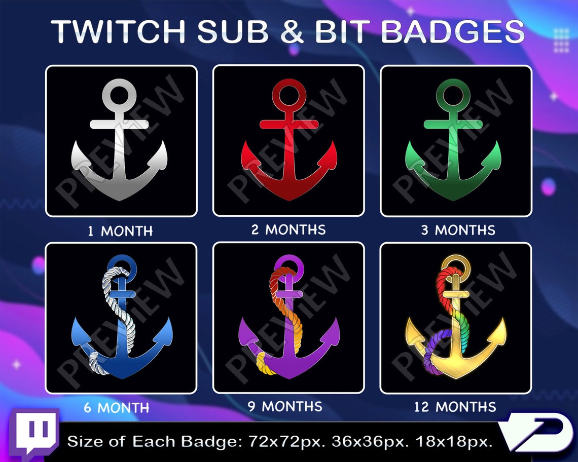 Anchors Sub Badges Twitch Kick Anchors Subscribers Loyalty - Etsy
