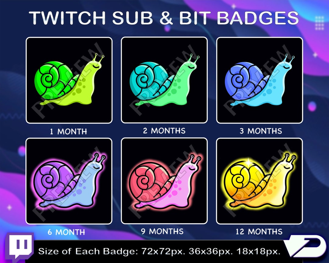 Snails Sub Badges Twitch Kick Snails Subscribers Loyalty Sub - Etsy