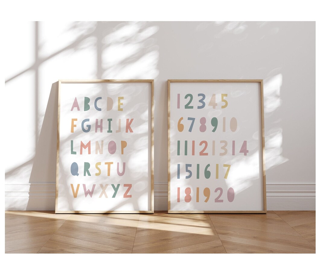 Alphabet and Numbers Wall Art Prints | Playroom Wallart | Montessori ...