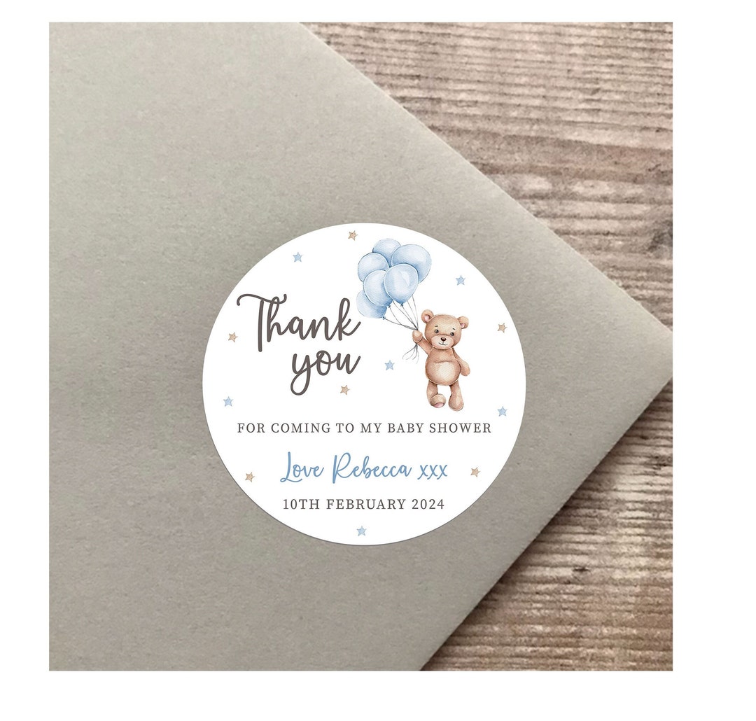 Teddy Bear Baby Shower Stickers Thank You Stickers Boys Baby Shower ...