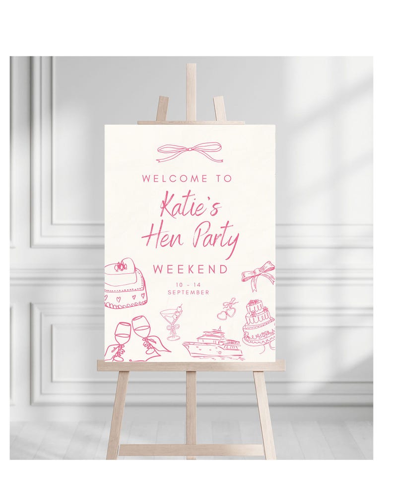 Personalised Hen Party Welcome Sign, Printed Girls Weekend Poster or ...