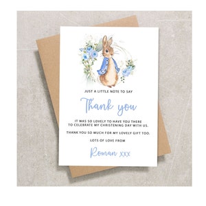 Boys Peter Rabbit Christening Thank You Cards | Boys Printed Thank You ...